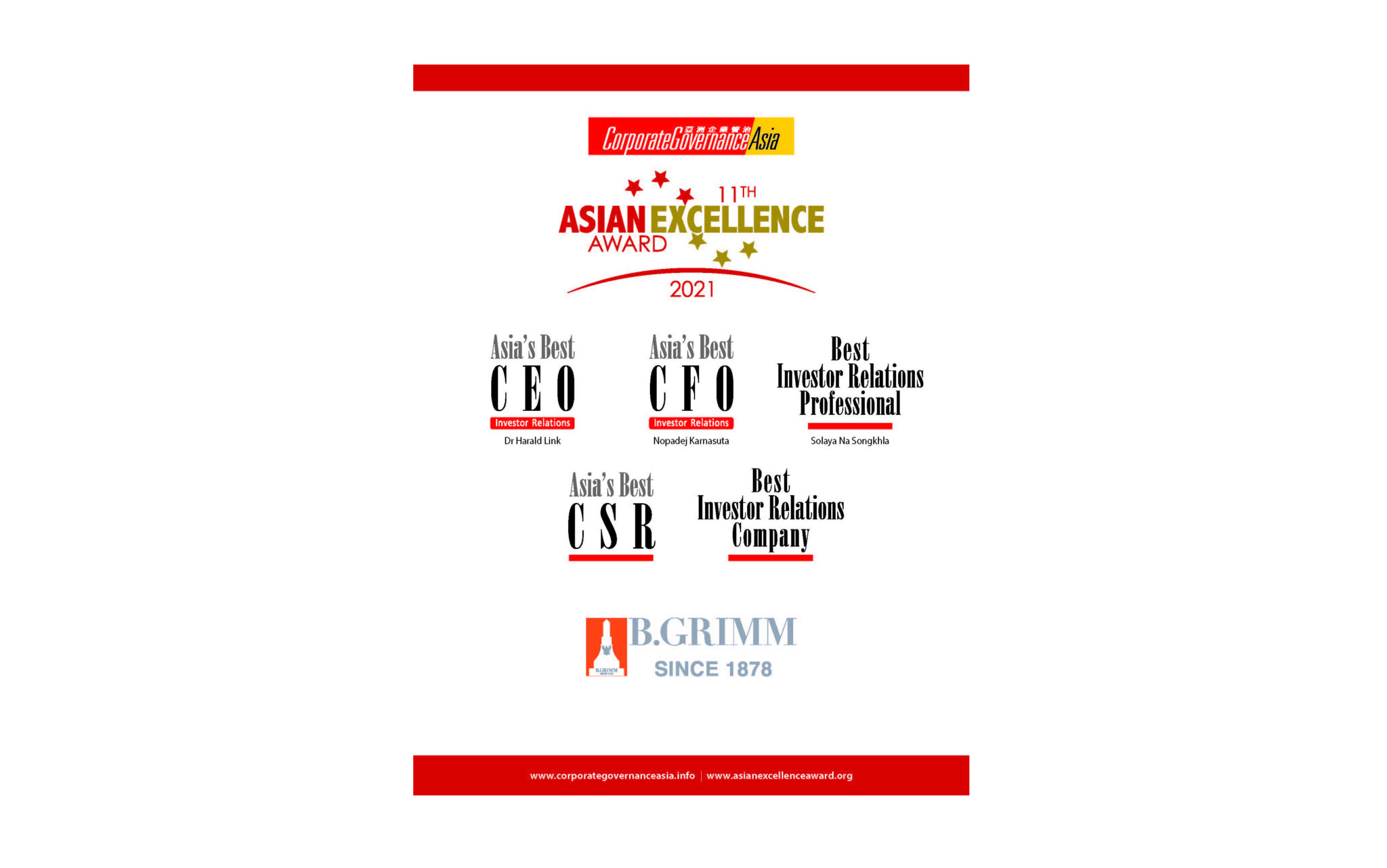 บี.กริม เพาเวอร์ ปลื้มคว้า 5 รางวัล Asian Excellence Awards 2021 - www ...